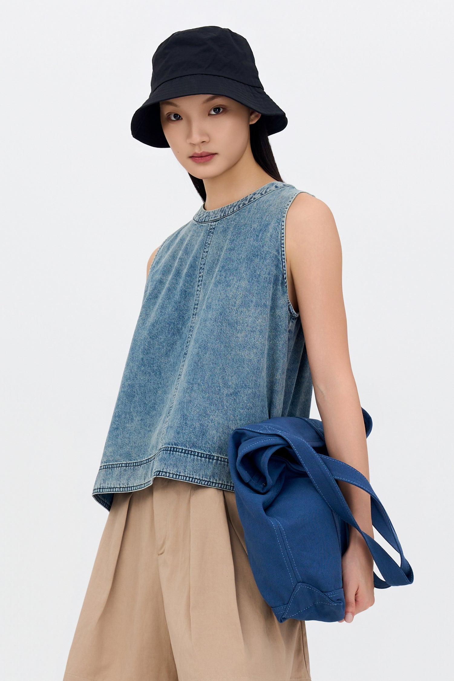 Denim Sleeveless Top - Denim – The Restyle Trait Malaysia