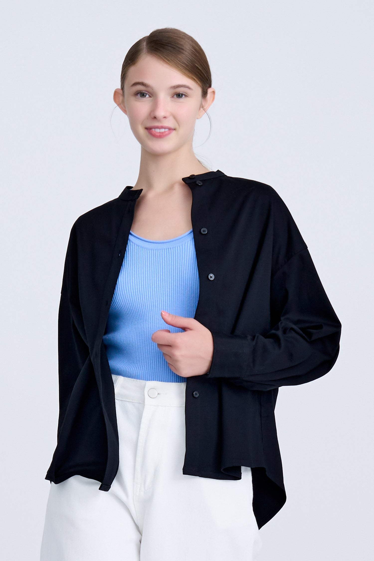 Mandarin Collar Long Sleeve Blouse – The Restyle Trait Malaysia